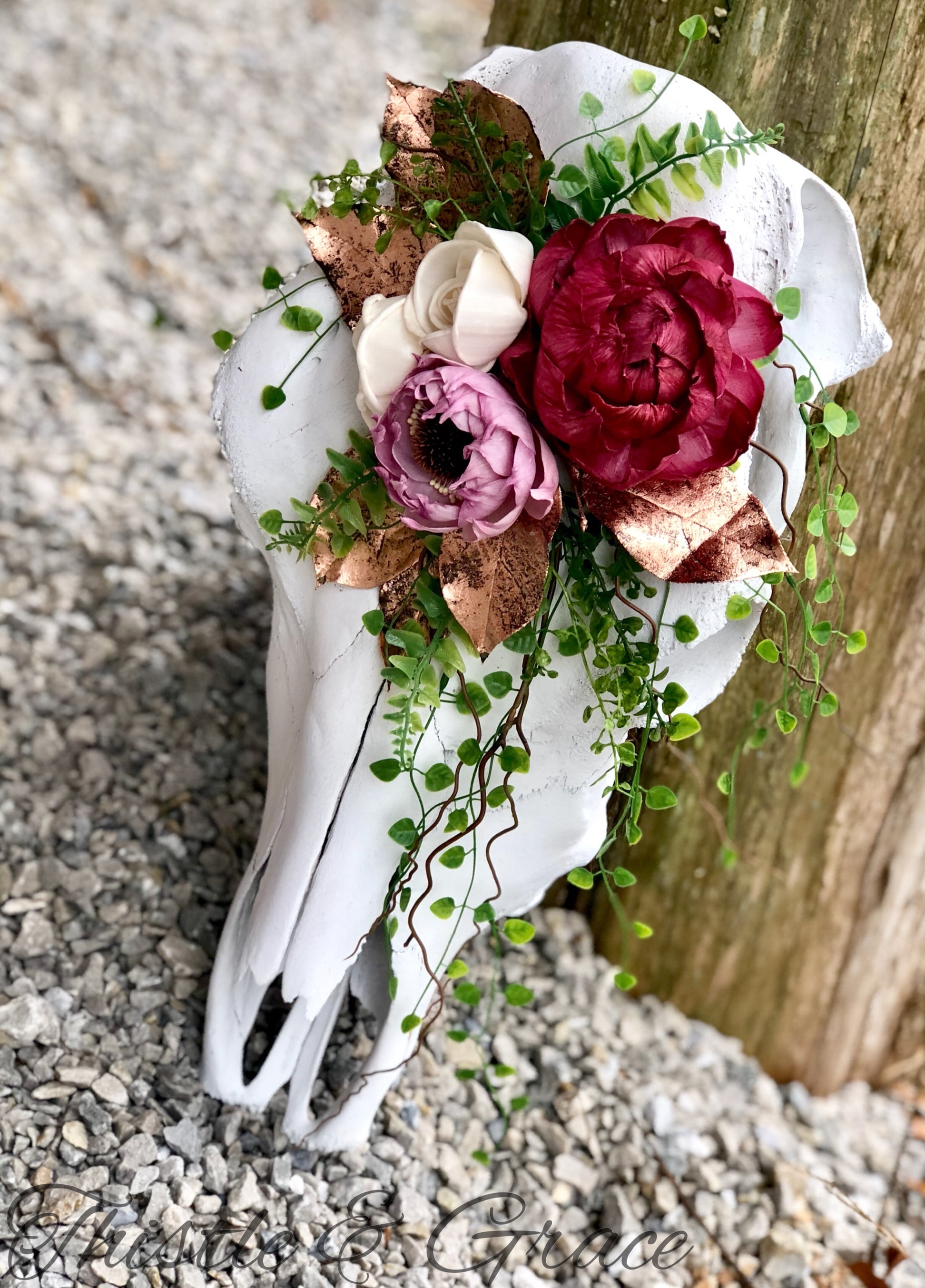 Authentic Floral Cow Skull – Thistle & Grace